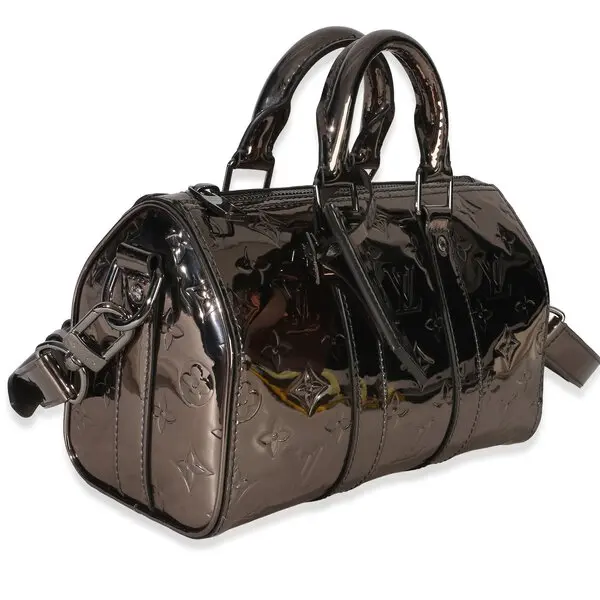 LOUIS VUITTON Gunmetal Mirror Monogram Heritage Keepall Bandouliere 25 - Metallic