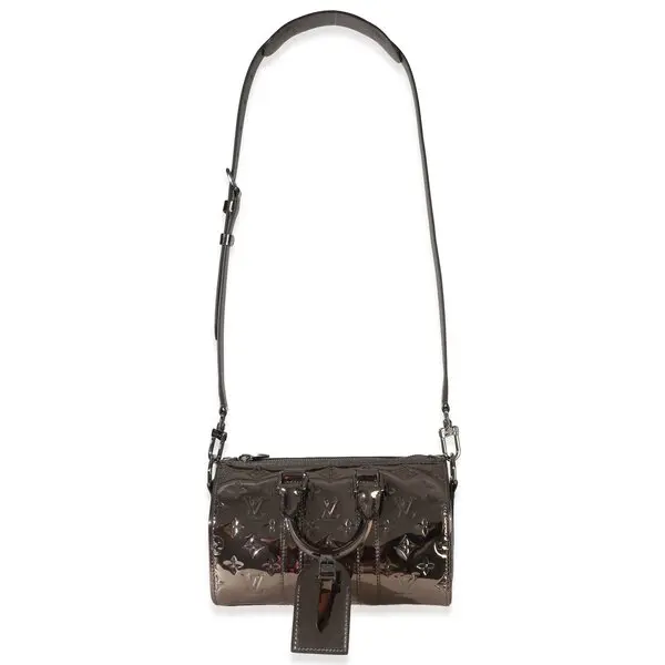 LOUIS VUITTON Gunmetal Mirror Monogram Heritage Keepall Bandouliere 25 - Metallic