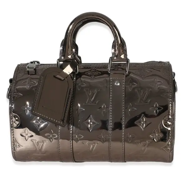 LOUIS VUITTON Gunmetal Mirror Monogram Heritage Keepall Bandouliere 25 - Metallic