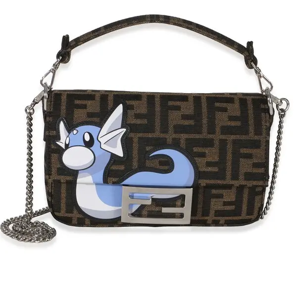 Fendi Ff Jacquard Fabric Dratini Baguette Bag - Brown