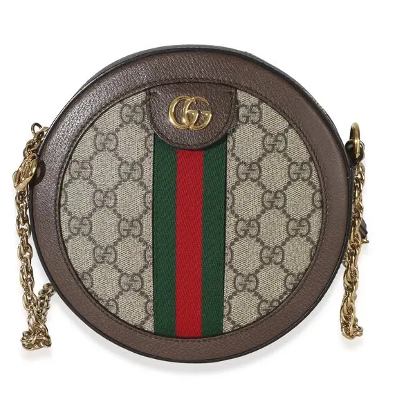 Gucci Gg Supreme Canvas Mini Ophidia Round Shoulder Bag - Brown