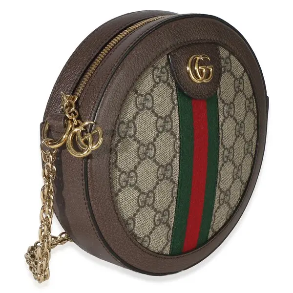 Gucci Gg Supreme Canvas Mini Ophidia Round Shoulder Bag - Brown