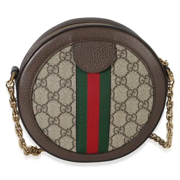 Gucci Gg Supreme Canvas Mini Ophidia Round Shoulder Bag - Brown