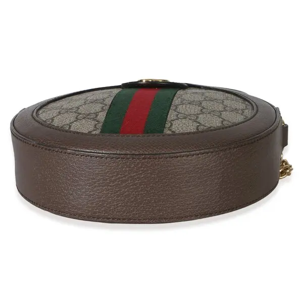 Gucci Gg Supreme Canvas Mini Ophidia Round Shoulder Bag - Brown