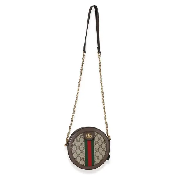 Gucci Gg Supreme Canvas Mini Ophidia Round Shoulder Bag - Brown