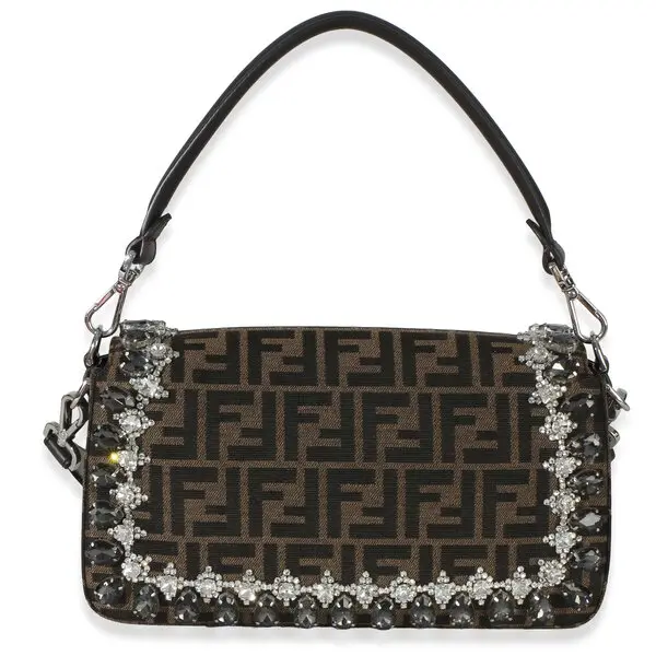 Fendi Ff Jacquard Baguette Bag With Strass Crystal Embellishments