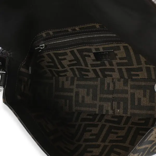 Fendi Ff Jacquard Baguette Bag With Strass Crystal Embellishments