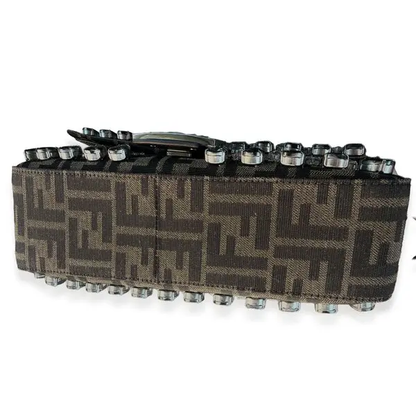 Fendi Ff Jacquard Baguette Bag With Strass Crystal Embellishments