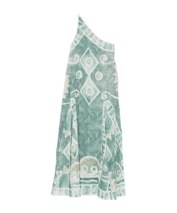 ALEMAIS Samira One Shoulder Graphic Print Maxi Dress