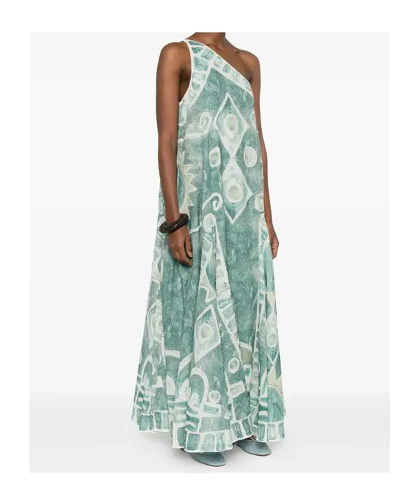 ALEMAIS Samira One Shoulder Graphic Print Maxi Dress