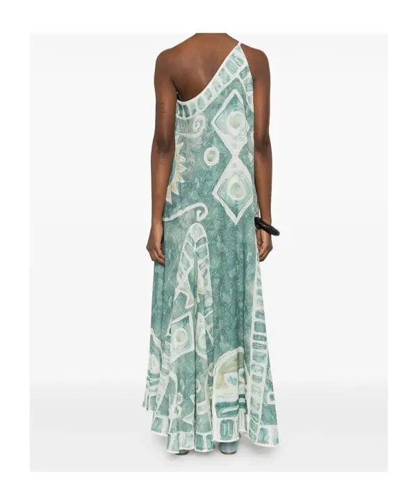 ALEMAIS Samira One Shoulder Graphic Print Maxi Dress
