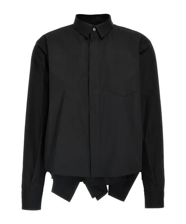Sacai Poplin Long Sleeved Shirt - Black
