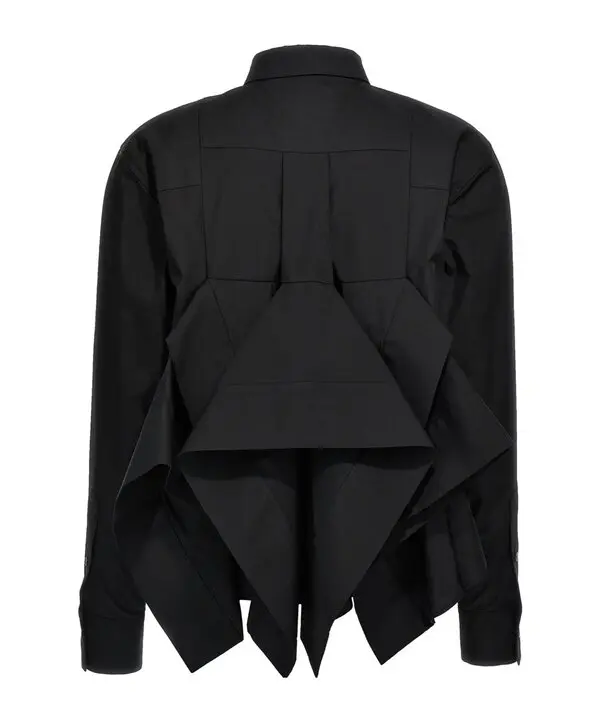 Sacai Poplin Long-sleeved Shirt With Back Flounces