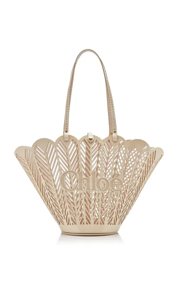 Chloé Soleil Patent Leather Tote Bag - White