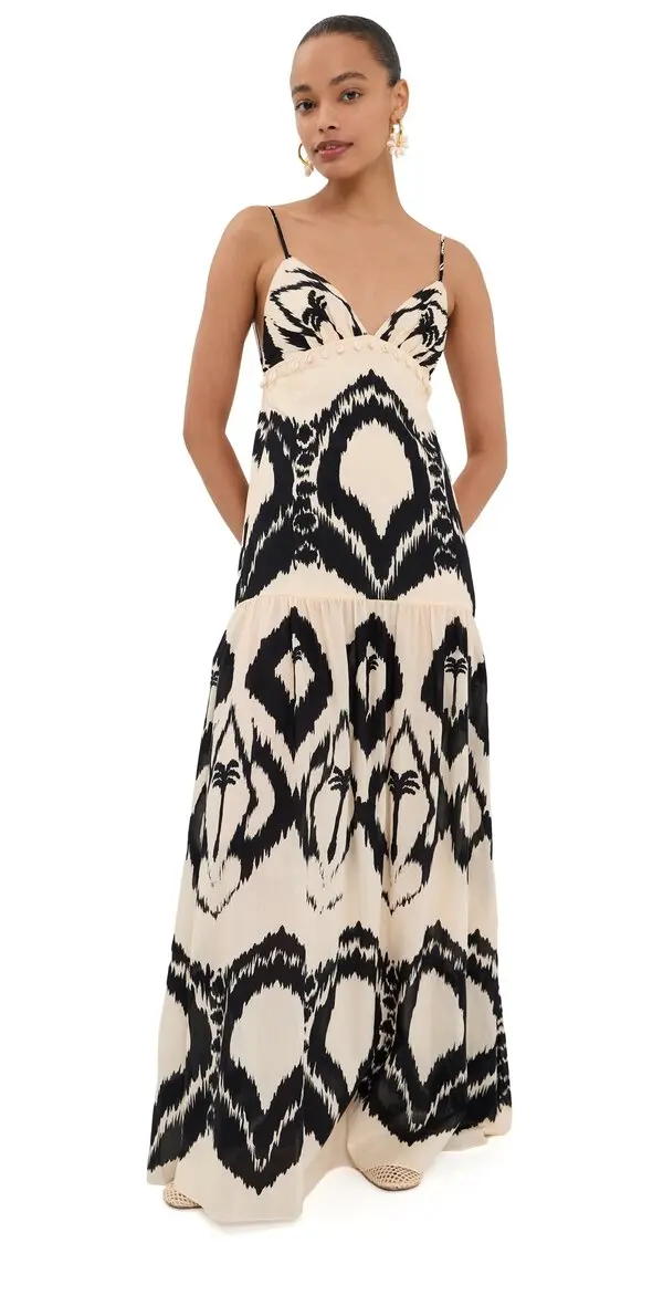 Johanna Ortiz Zea Palm Maxi Dress - Ecru/black