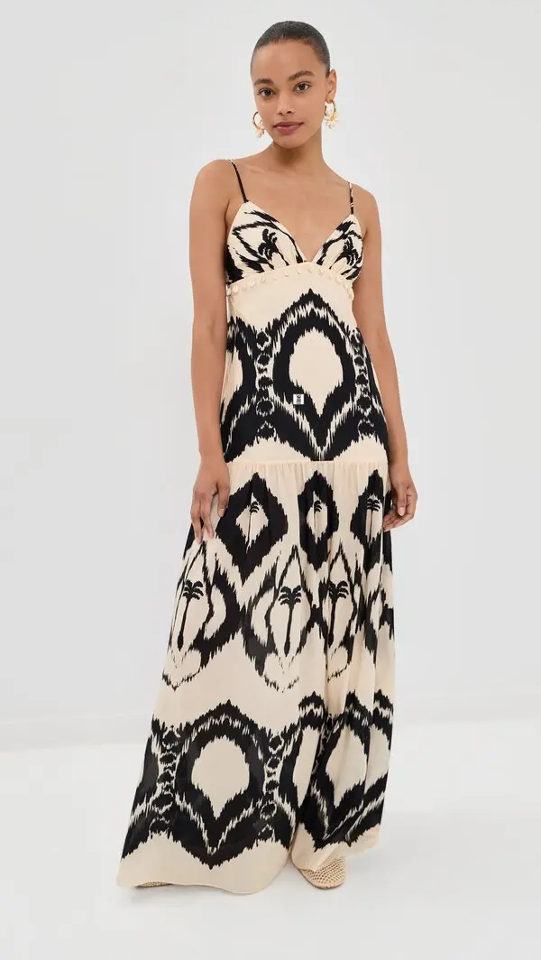 Johanna Ortiz Zea Palm Maxi Dress - Ecru/black