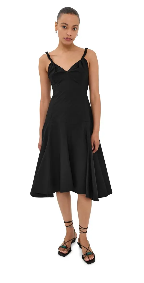 Proenza Schouler Leo Dress In Classic Cotton Shirting - Black