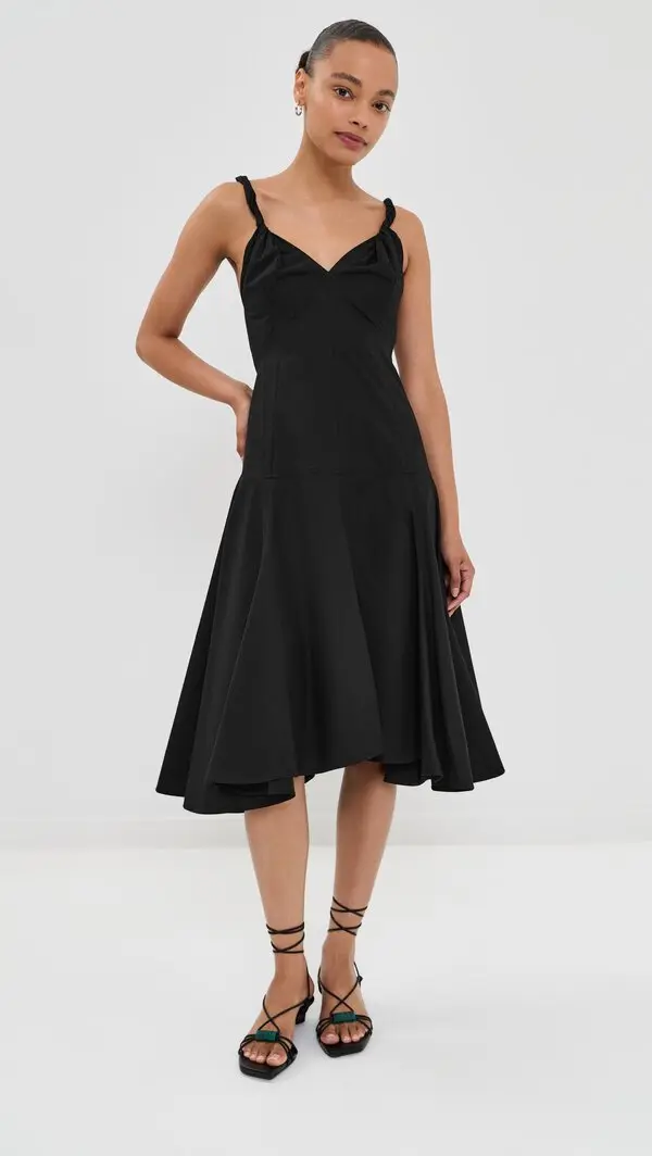 Proenza Schouler Leo Dress In Classic Cotton Shirting - Black