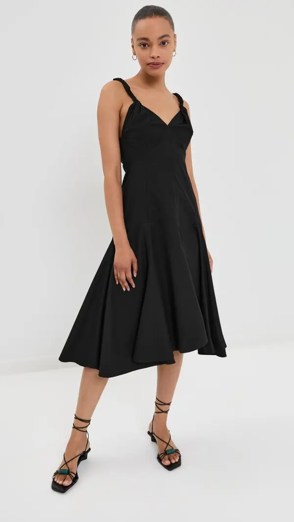 Proenza Schouler Leo Dress In Classic Cotton Shirting - Black