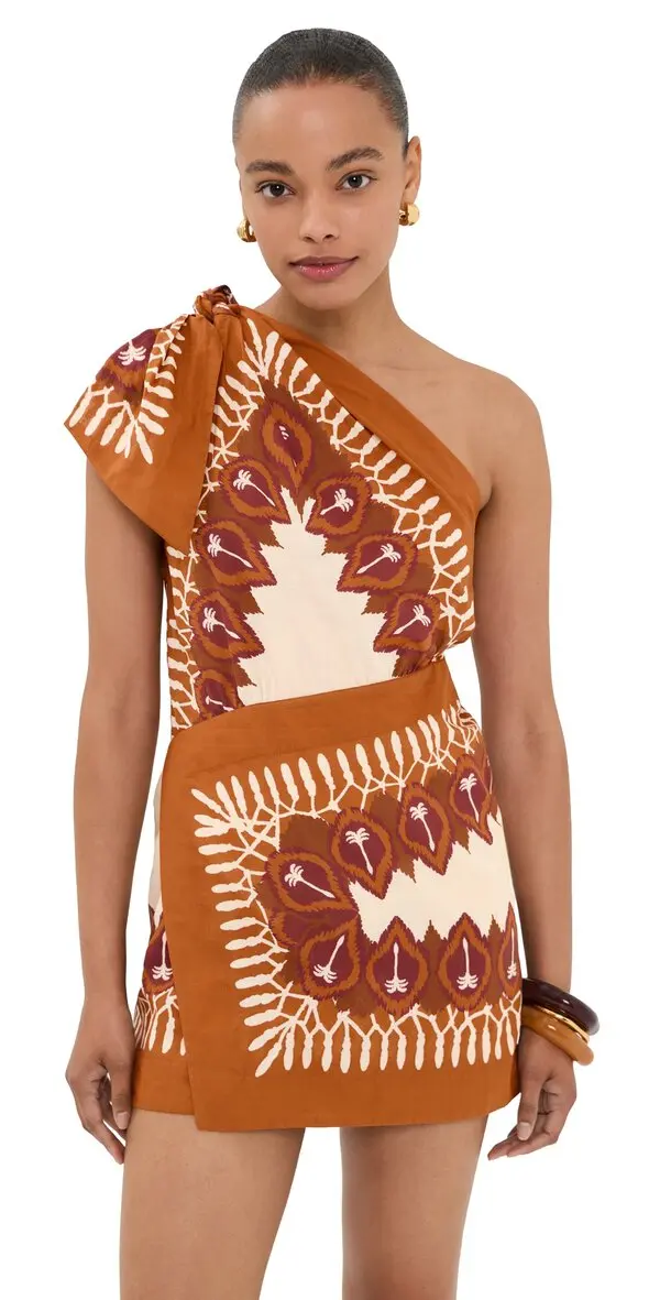 Johanna Ortiz Sun Traveller Mini Dress - Ecru/brown