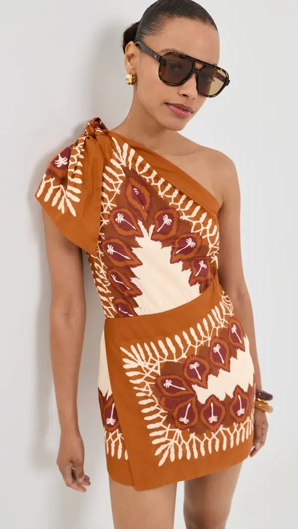Johanna Ortiz One-shoulder Mini Dress With Abstract Print