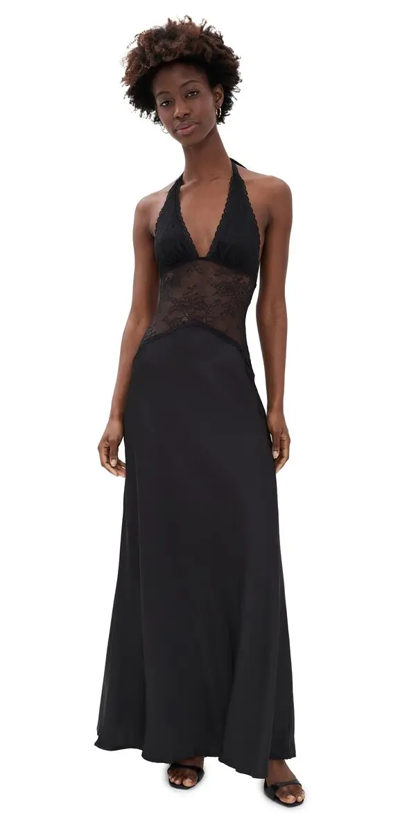 RUNAWAY THE LABEL Lilith Halter Maxi Dress - Black