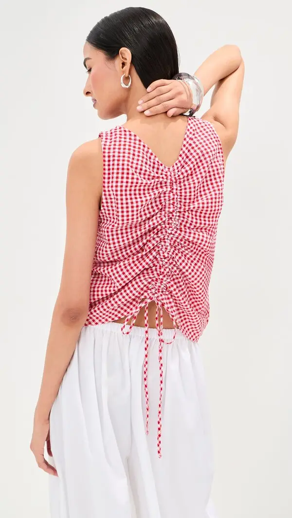 LE BOP Sleeveless Fallon Top - Red Check