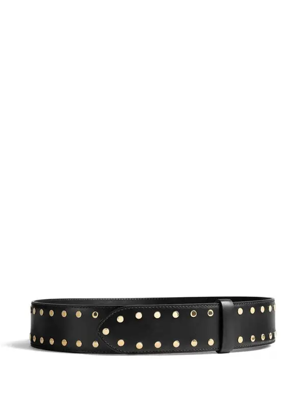 Khaite Theo Waist Belt In Leather With Gold Studs - Black
