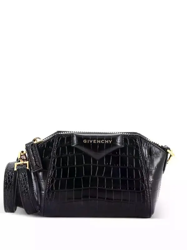 Givenchy Antigona Crocodile Embossed Leather Nano Crossbody Bag - Black
