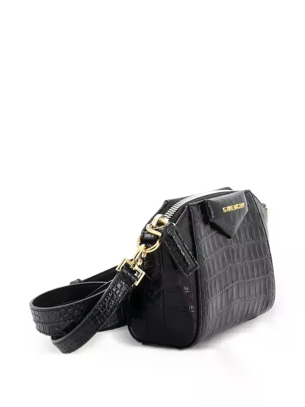 Givenchy Antigona Crocodile Embossed Leather Nano Crossbody Bag - Black