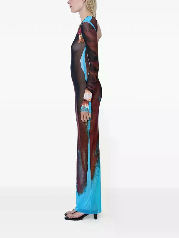 JEAN PAUL GAULTIER Abstract Print Mesh Dress