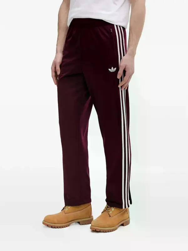 Adidas Firebird Logo-embroidered Side-stripe Track Pants - Red