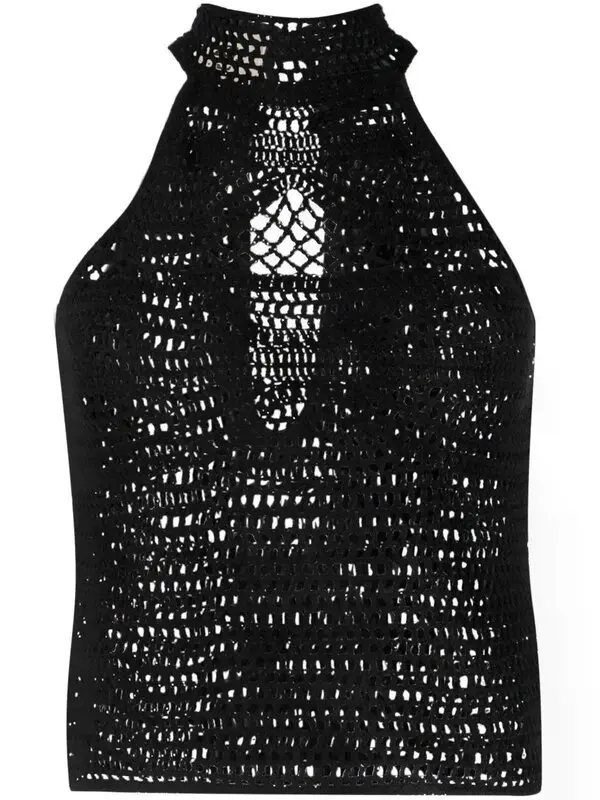 THE GARMENT Crochet-knit Halterneck Top - Black