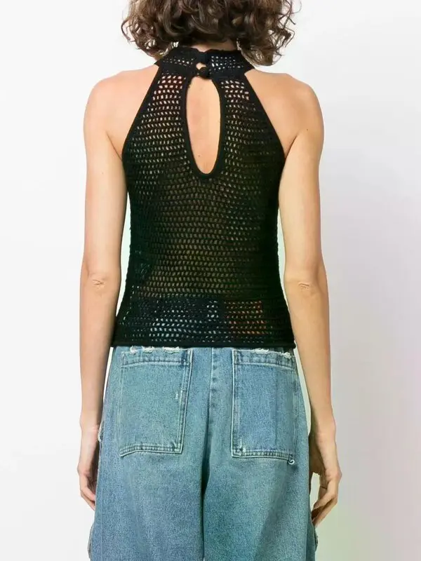 THE GARMENT Crochet-knit Halterneck Top - Black
