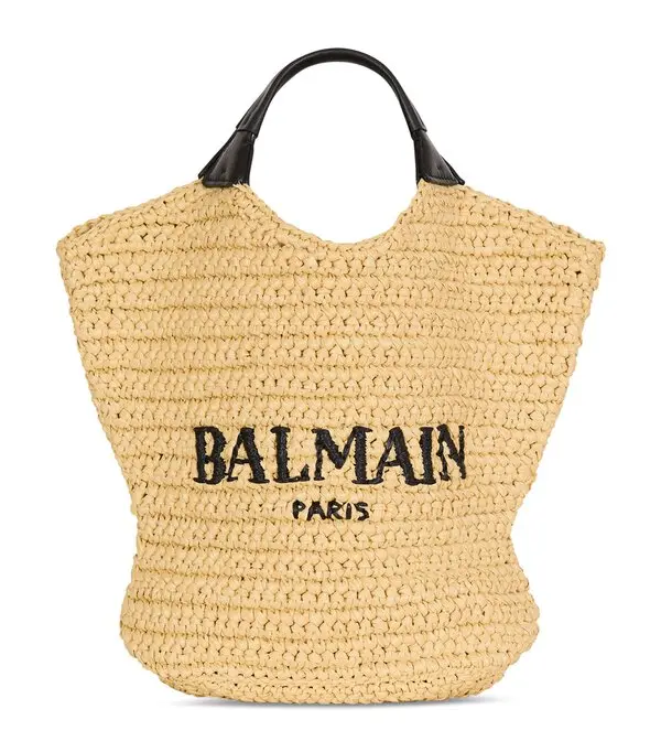 Balmain Mini Crochet Tote Bag - Beige