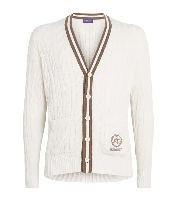 Ralph Lauren Purple Label X Wimbledon Cotton-blend Cable-knit Cardigan - Ivory