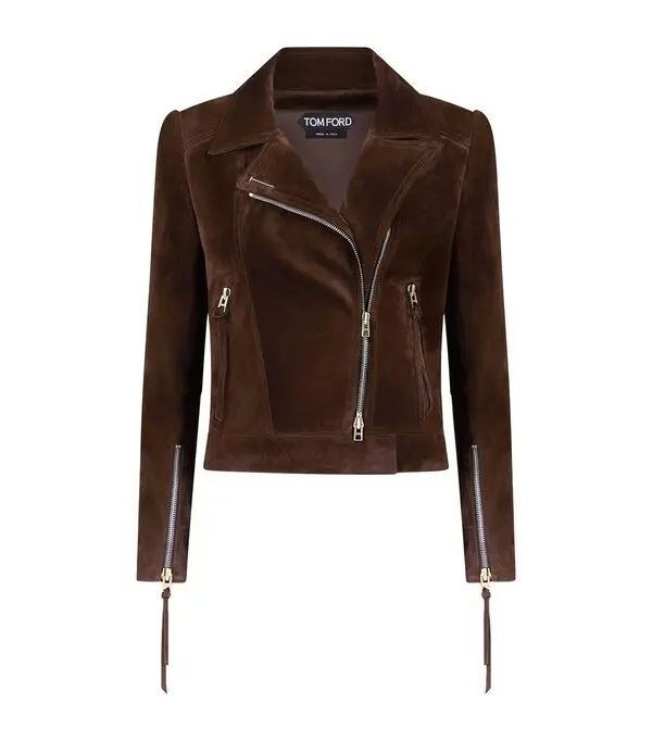 TOM FORD Suede Biker Jacket - Brown