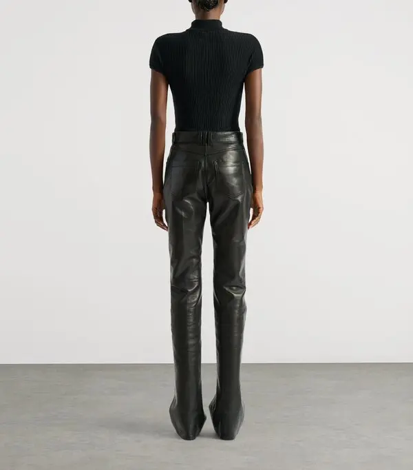 Balmain High-rise Slim Leather Trousers