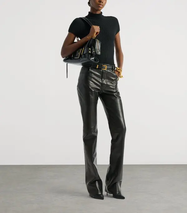 Balmain Slim Leather Trousers