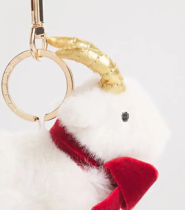 Harrods Goat Plush Keyring With Bow Detail