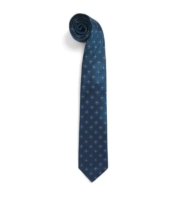 Canali Silk Jacquard Neck Tie - Blue