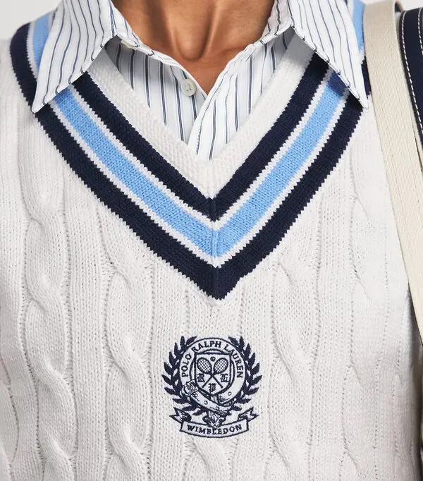 Polo Ralph Lauren Wimbledon Cable-knit Sweater Vest - Ivory