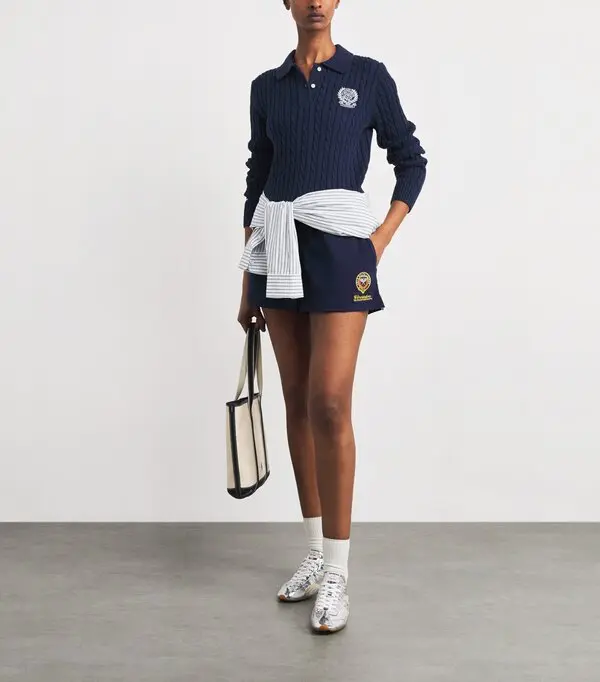 Polo Ralph Lauren Wimbledon Cable-knit Polo Sweater - Navy