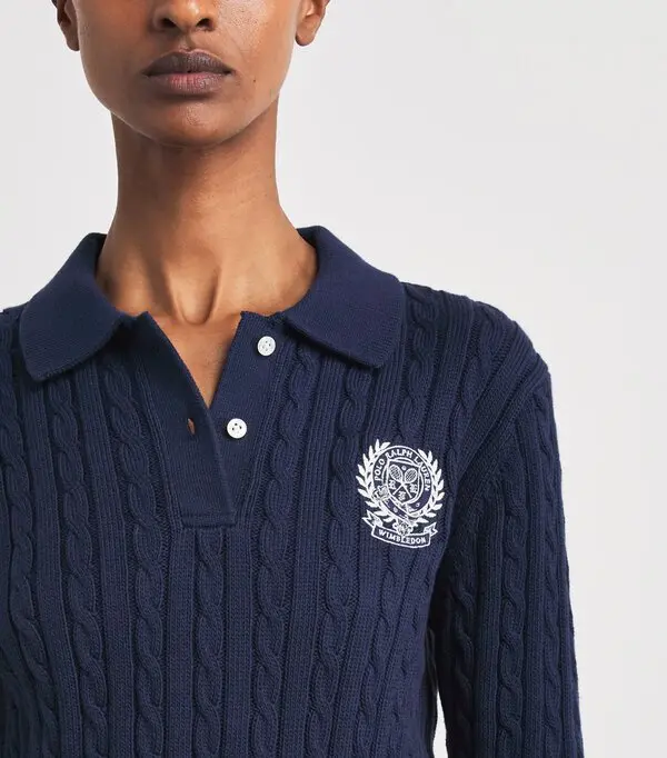 Polo Ralph Lauren Wimbledon Cable-knit Polo Sweater - Navy