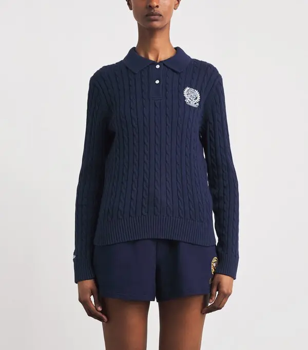 Polo Ralph Lauren Wimbledon Cable-knit Polo Sweater - Navy