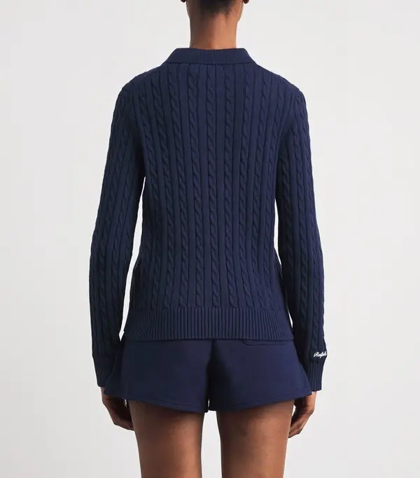 Polo Ralph Lauren Wimbledon Cable-knit Polo Sweater - Navy