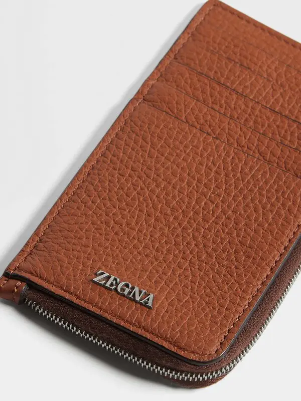 Zegna Logo Lettering Zipped Wallet