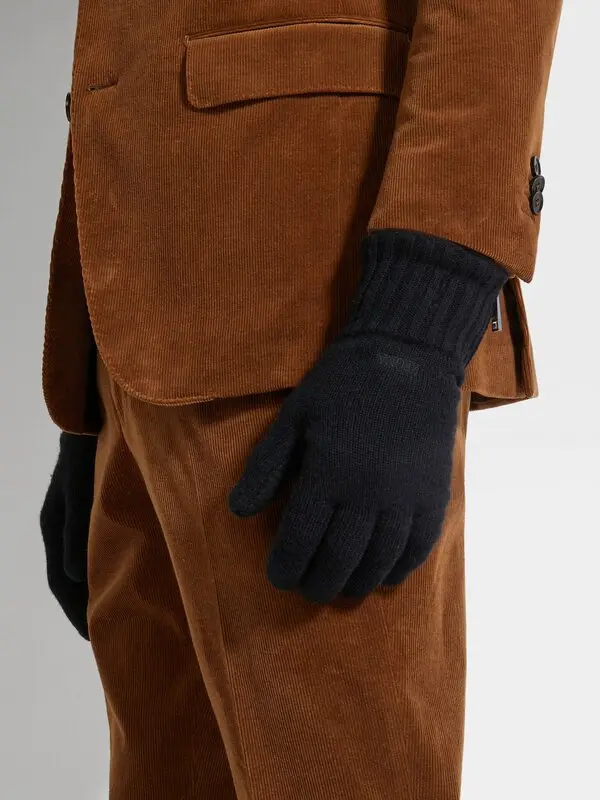 Zegna Oasi Logo Embroidered Knit Gloves