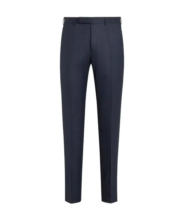 Zegna Creased Wool Casual Trousers - Black