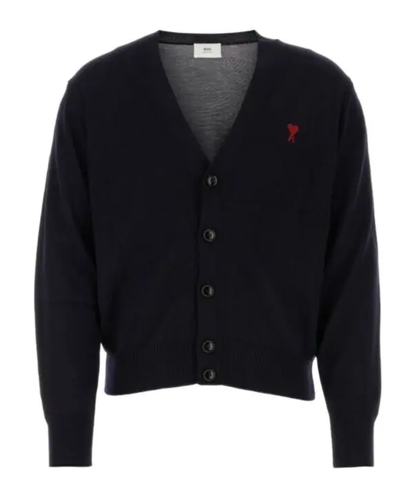 Ami De Coeur Logo Embroidered Buttoned Cardigan - Black